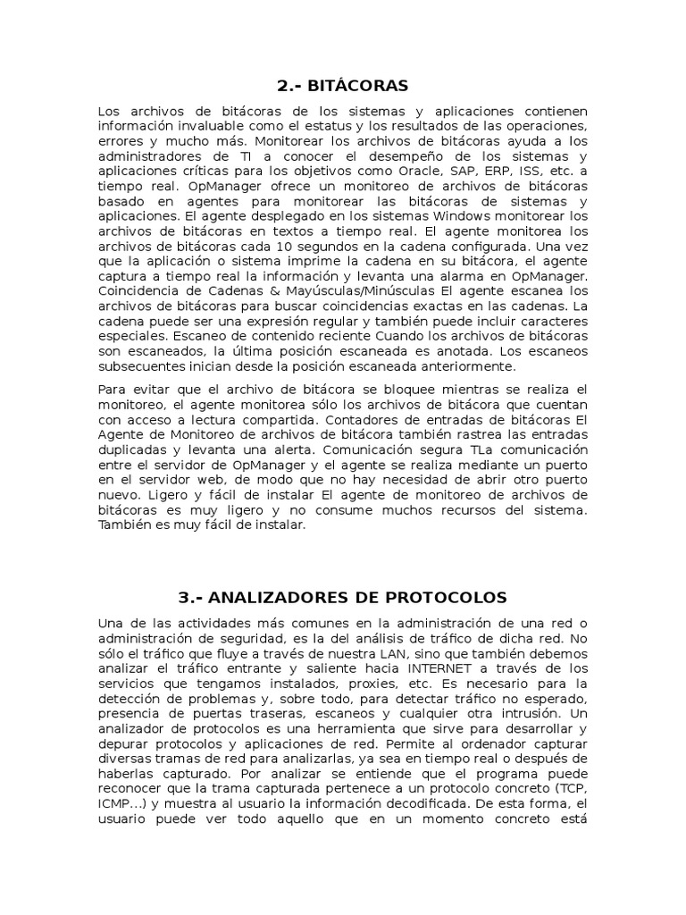 Monitoreo de Bitácoras y Protocolos | PDF | Protocolos de ...