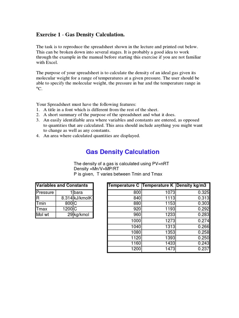 Gas Density Calculation | PDF | Gases | Density