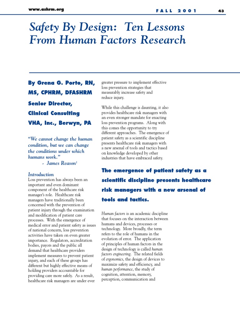 Safety by Design - Ten Lessons From Human Factors Research | PDF ...