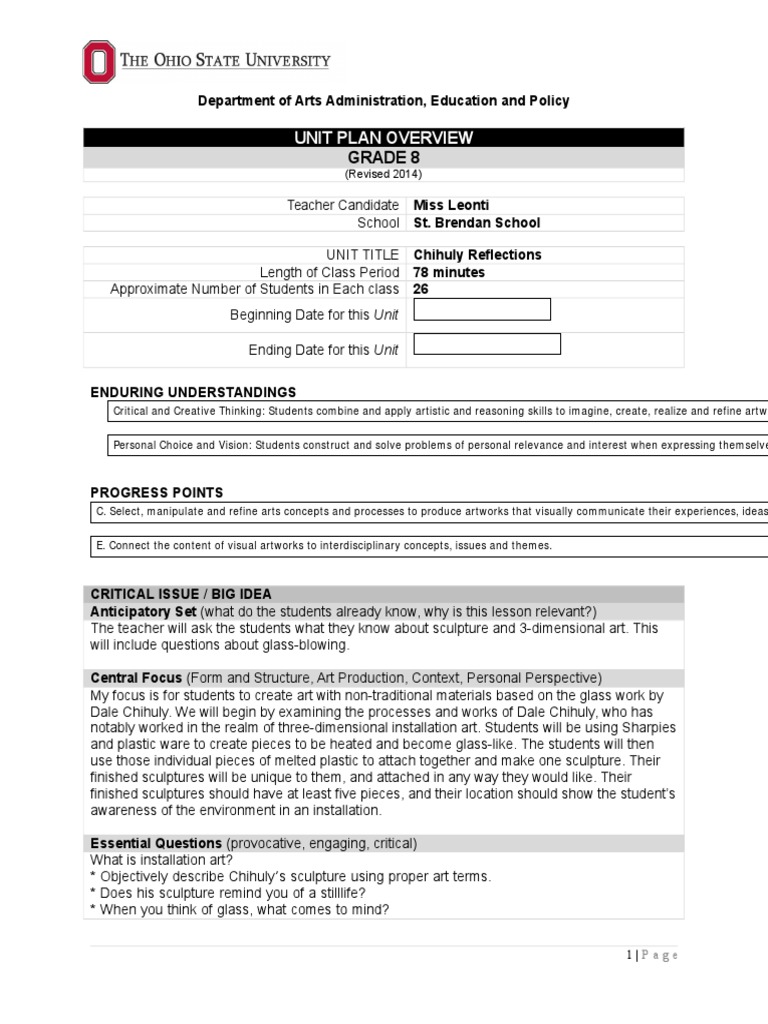 Chihuly 8 Pdf Teachers Lesson Plan