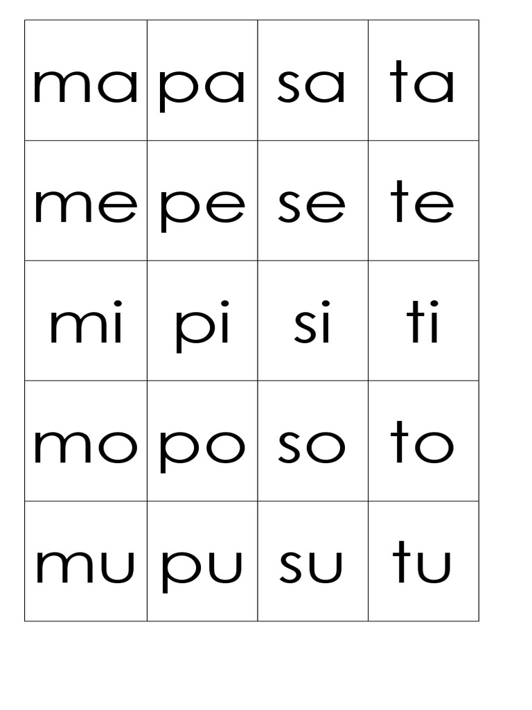 Silabas para Imprimir en Casa PDF | PDF