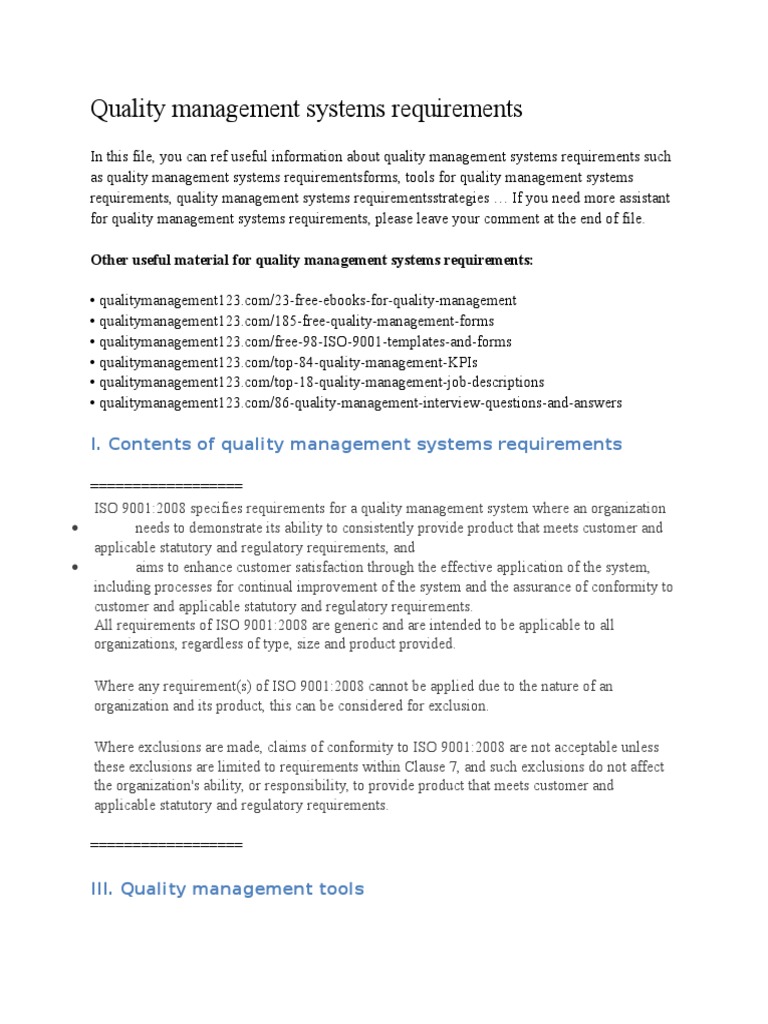 Quality Management Systems Requirements | Download Free PDF | Scatter Plot | Histogram