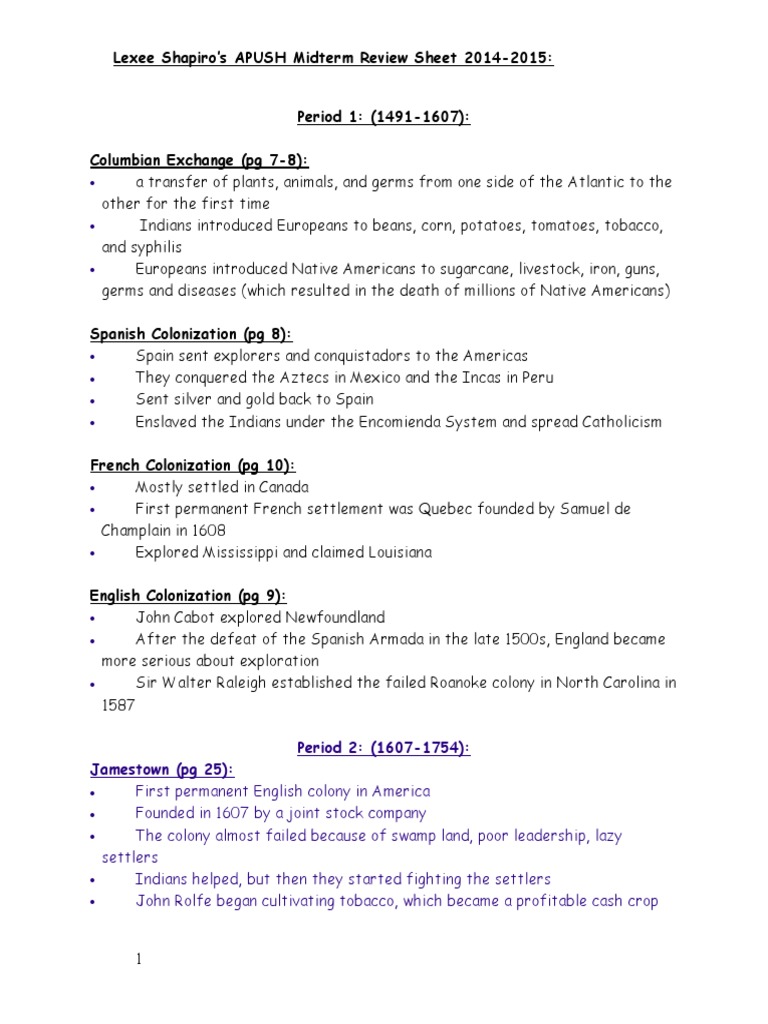 APUSH Midterm Review Sheet! | PDF | Abolitionism In The United States ...