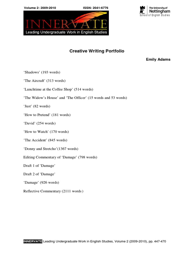 Creative Writing Portfolio | PDF | Poetry | Narration