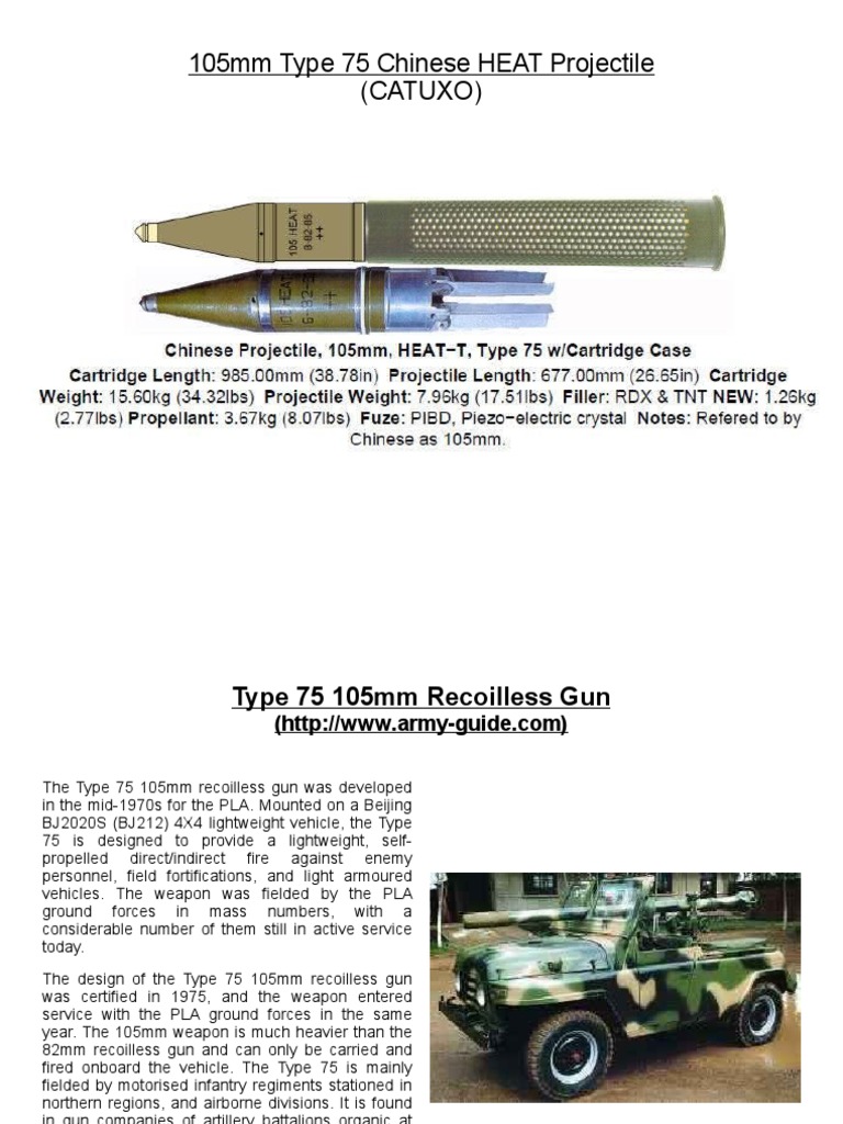 Type 75 105mm Recoilless Gun Overview | PDF | Armoured Fighting ...