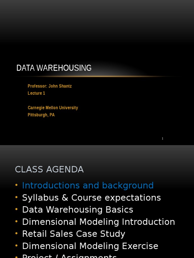 Lecture 1 - Course Introduction & Dimensional Modeling | PDF | Data ...