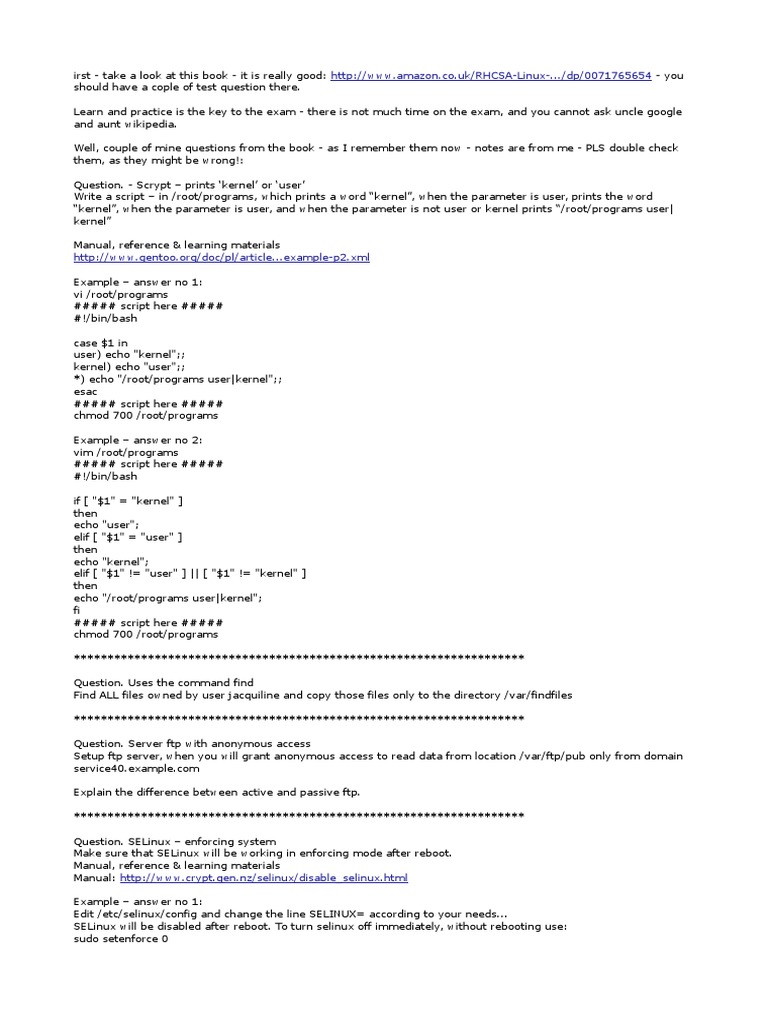 Sample Rhcsa Questions