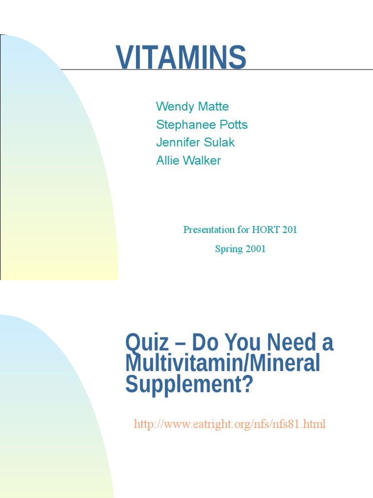 An In-Depth Look at Vitamins and Mineral Supplements | PDF | Vitamin ...