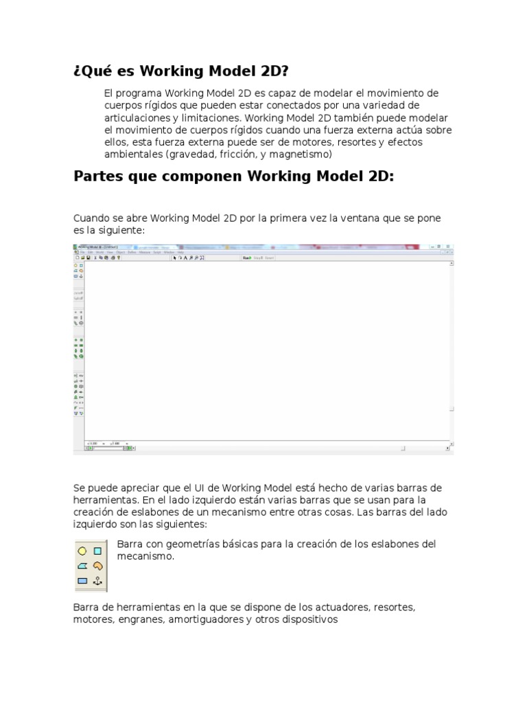 Qué Es Working Model 2D | PDF | Movimiento (física) | Simulación