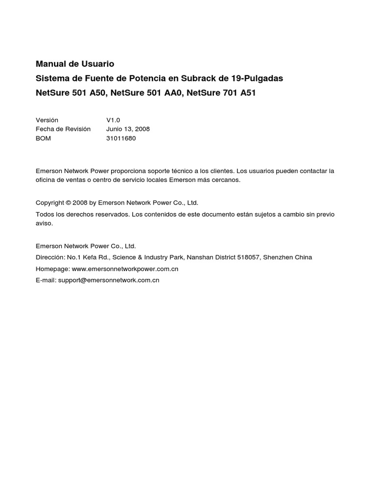 EMERSON - User Manual Esp - NetShure 501 A50 and NetSure 701 A51 | PDF ...