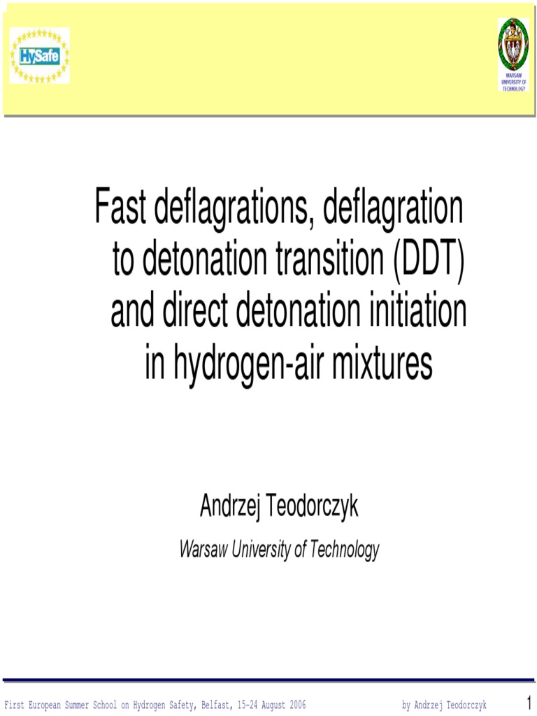 Fast Deflagrations, Deflagrationto Detonationtransition Detonationtransition (DDT ...