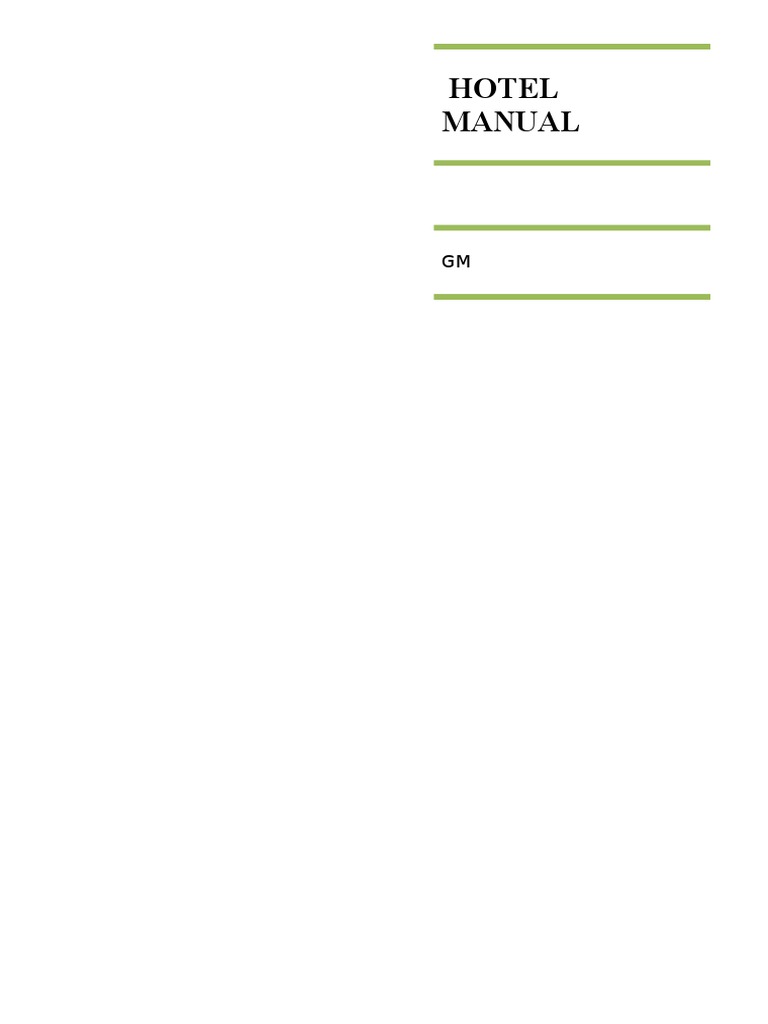 Hotel Manual 02 | PDF | Menu | Bed
