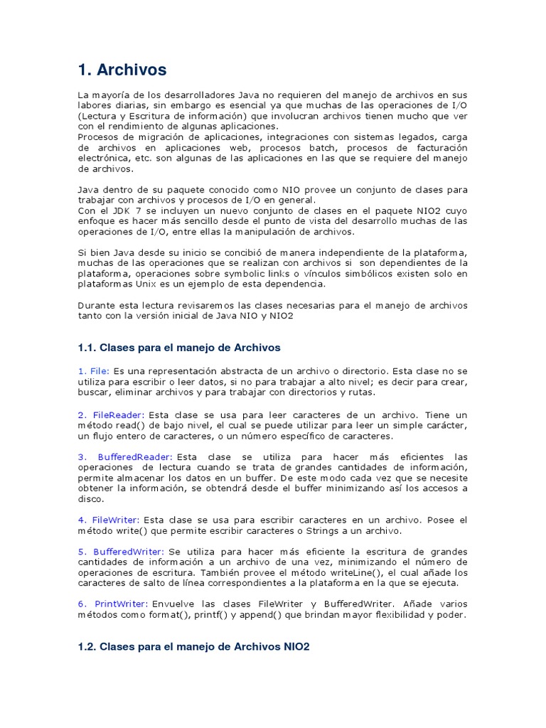 Manejo de Archivos en Java | PDF | Archivo de computadora | Java (lenguaje de programación)