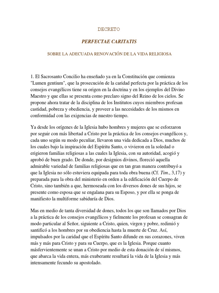 Perfectae Caritatis | PDF | Cristo (título) | Iglesia Católica
