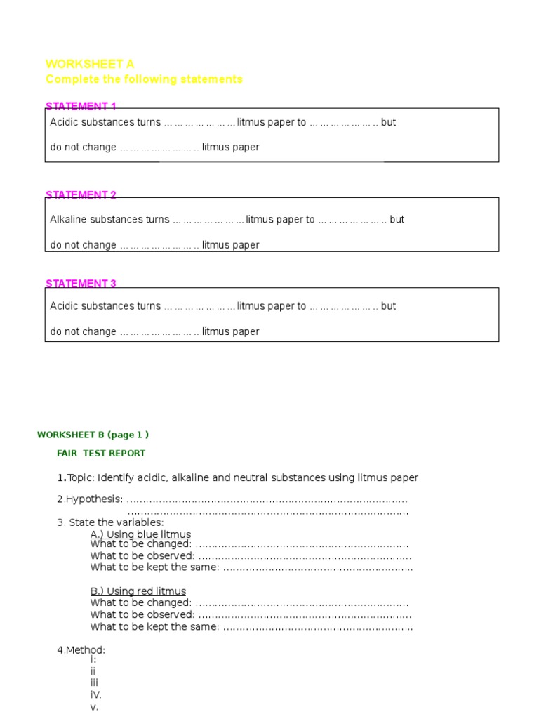 Worksheet A Complete The Following Statements: Statement 1 | PDF | Home ...