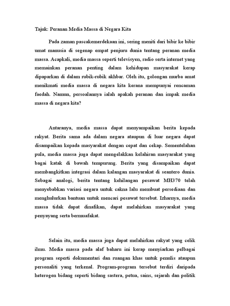Peranan Media Massa di Negara Kita | PDF