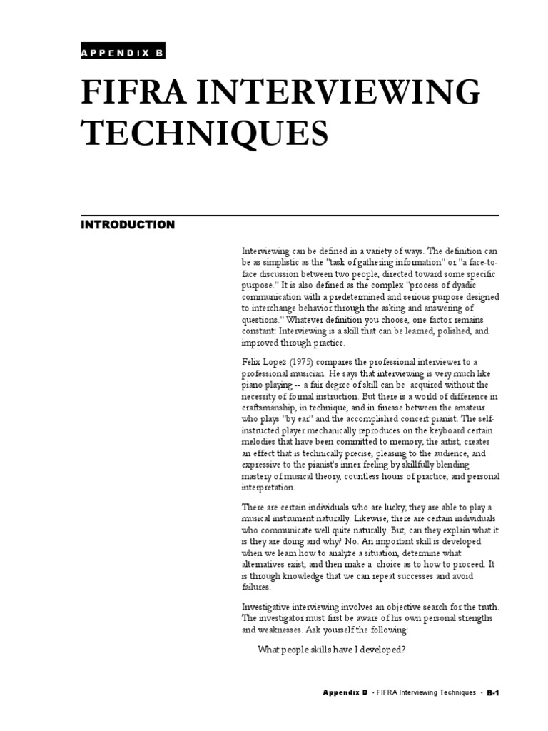 Interviewing Techniques | PDF | Nonverbal Communication | Question