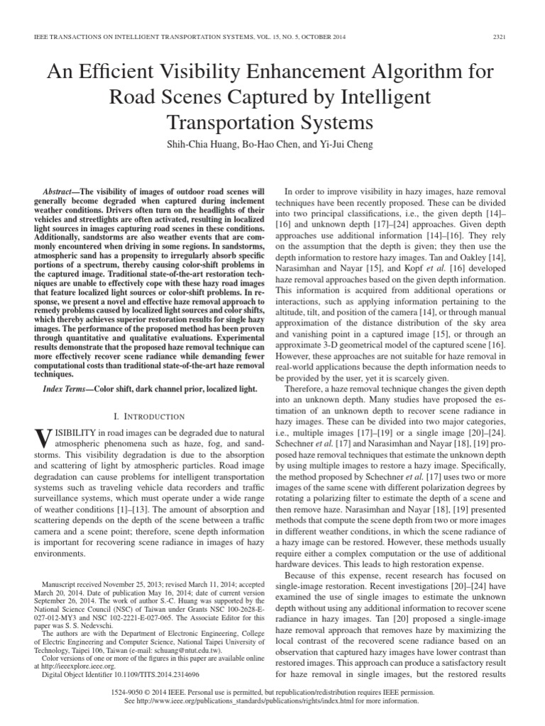 An Efficient Visibility Enhancement Algorithm For Road Scenes Captured ...