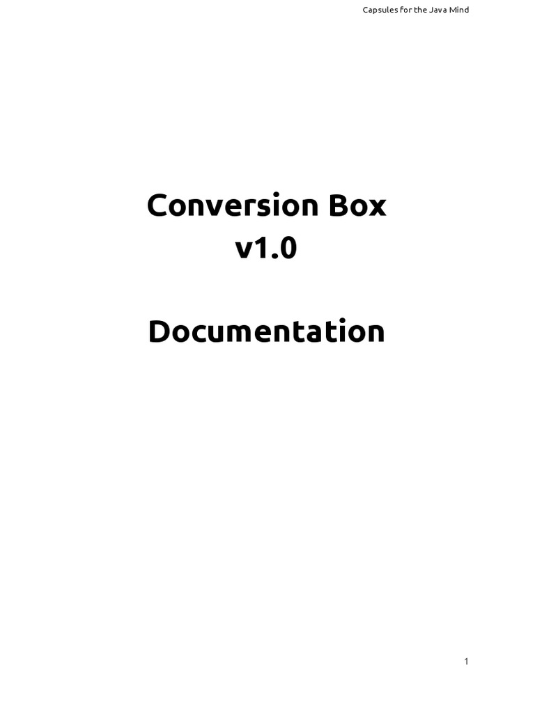 Conversion Box v1.0 Documentation | Download Free PDF | Json | Xml