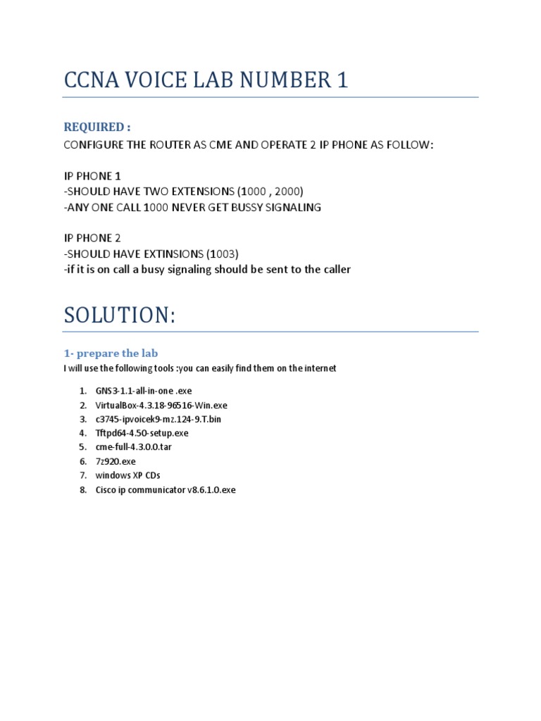 CCNA Voice Lab | PDF | Ip Address | Cisco Certifications