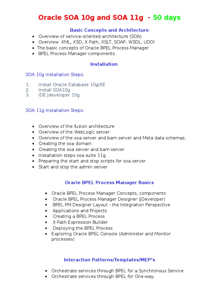 Oracle Soa 11g Syllabus Pdf Oracle Database Service Oriented Architecture 6163