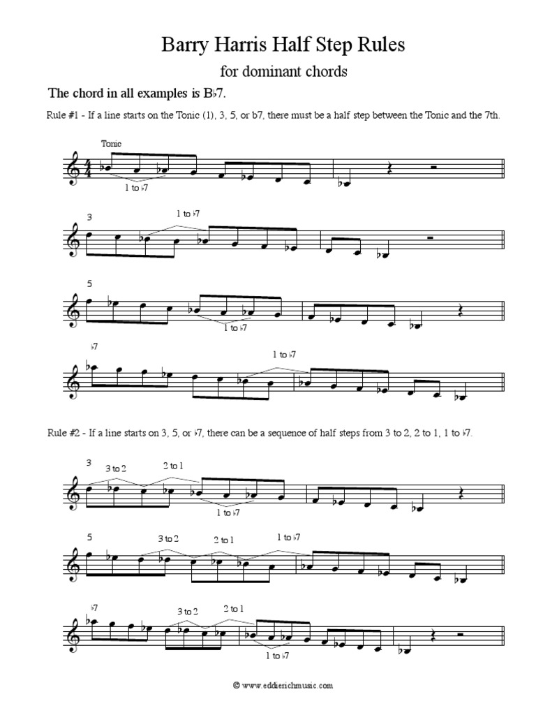 Barry Harris Dominant Half Step Rules | PDF | Musical Scales | Musical ...