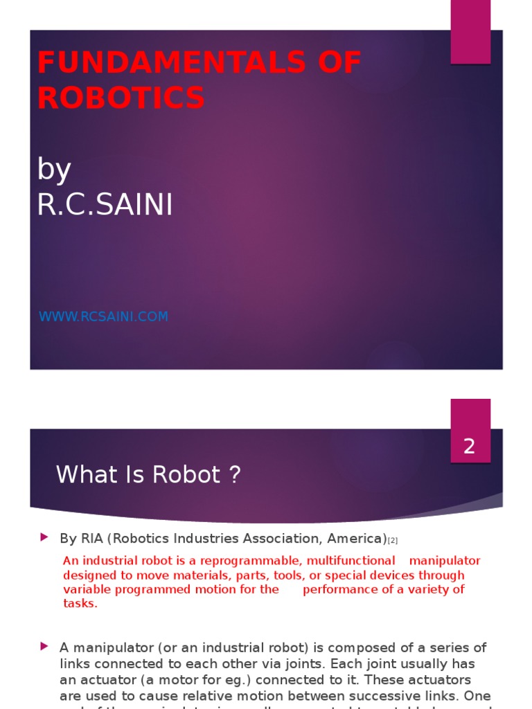 FUNDAMENTALS OF ROBOTICS | Robot | Technology