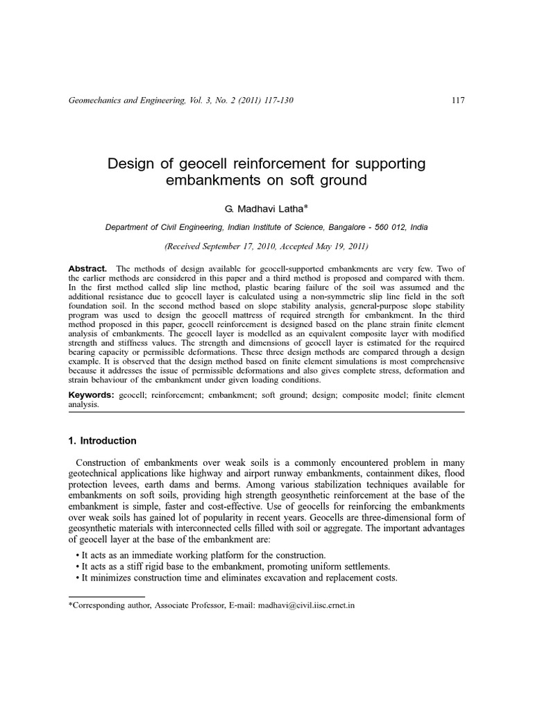 Design of Geocell Reinforcement For Supporting Embankments On Soft ...