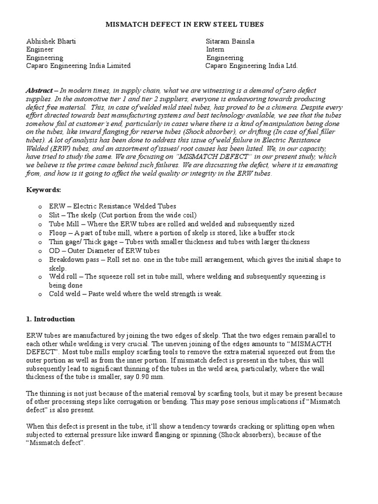 Mismatch Defect Paper | PDF | Welding | Construction
