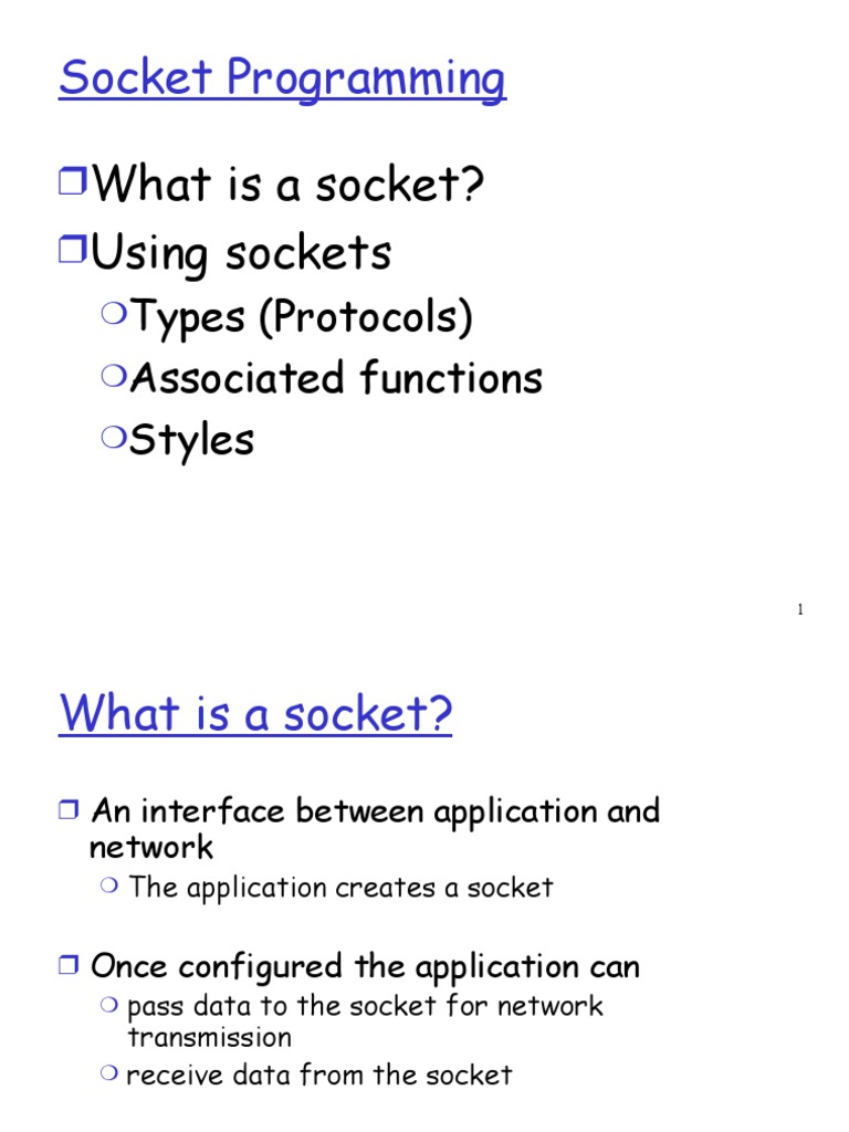 What Is A Socket? Using Sockets | PDF | Internet Architecture ...