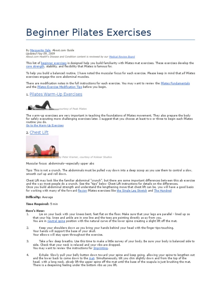 Beginner Pilates | PDF | Pilates | Abdomen