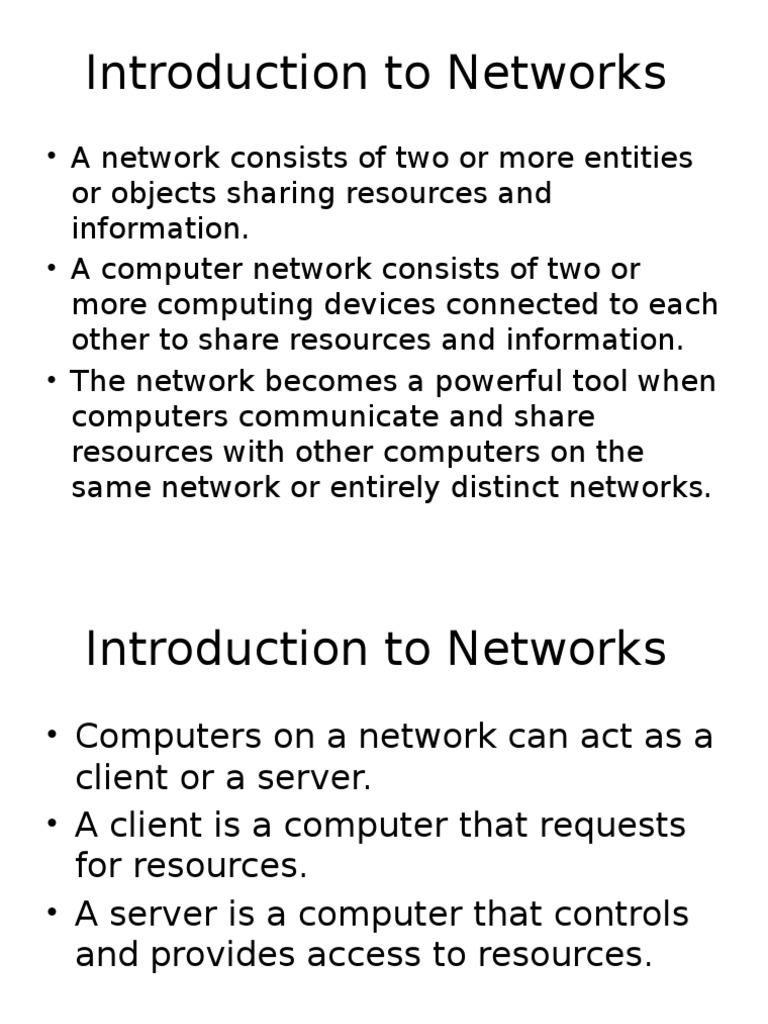 Introduction To Networks | PDF | Network Topology | Computer Network