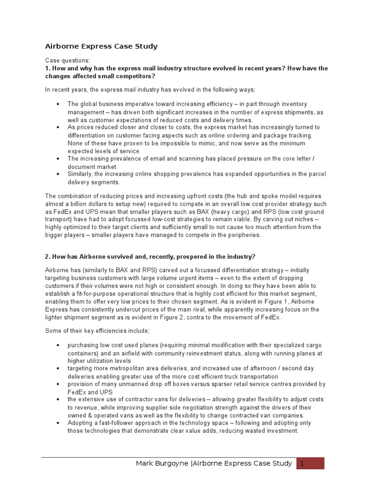 Airborne Express Case Study | PDF | United States Postal Service ...