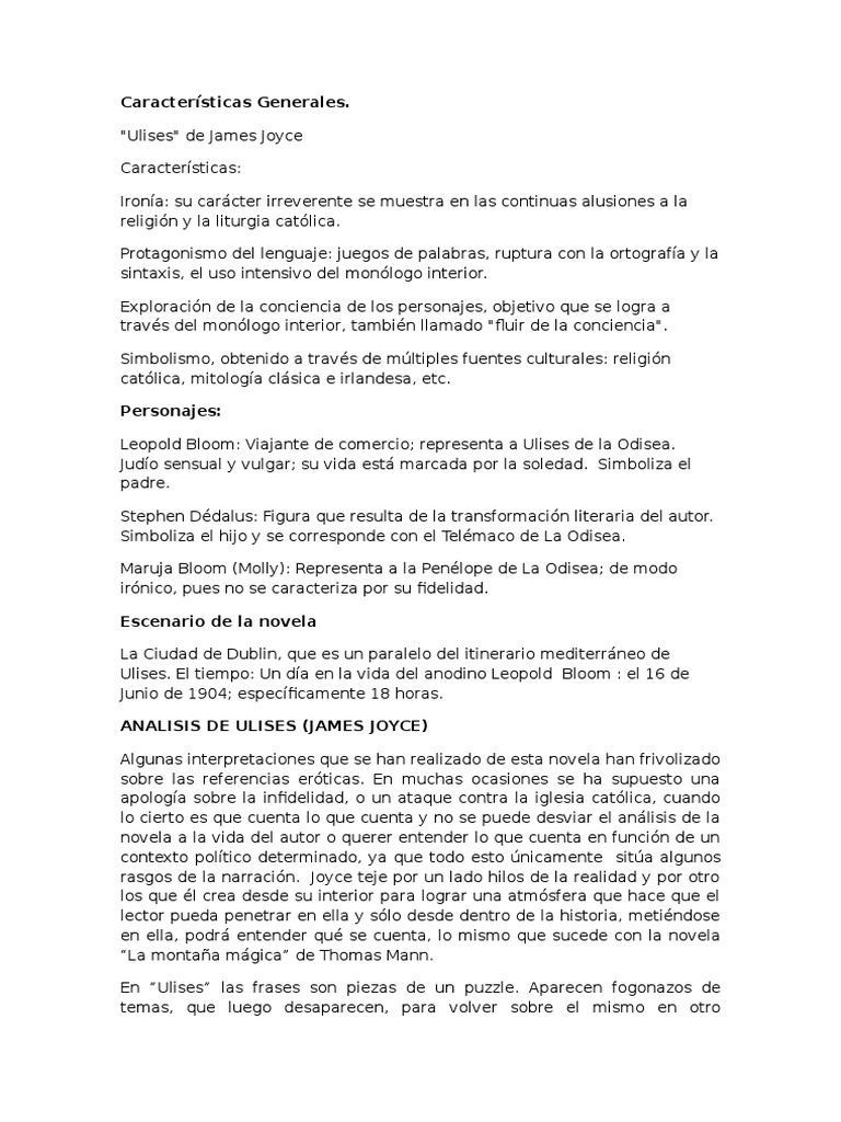 Analisis Ulises (Joyce) | PDF | James Joyce | Ulises (novela)