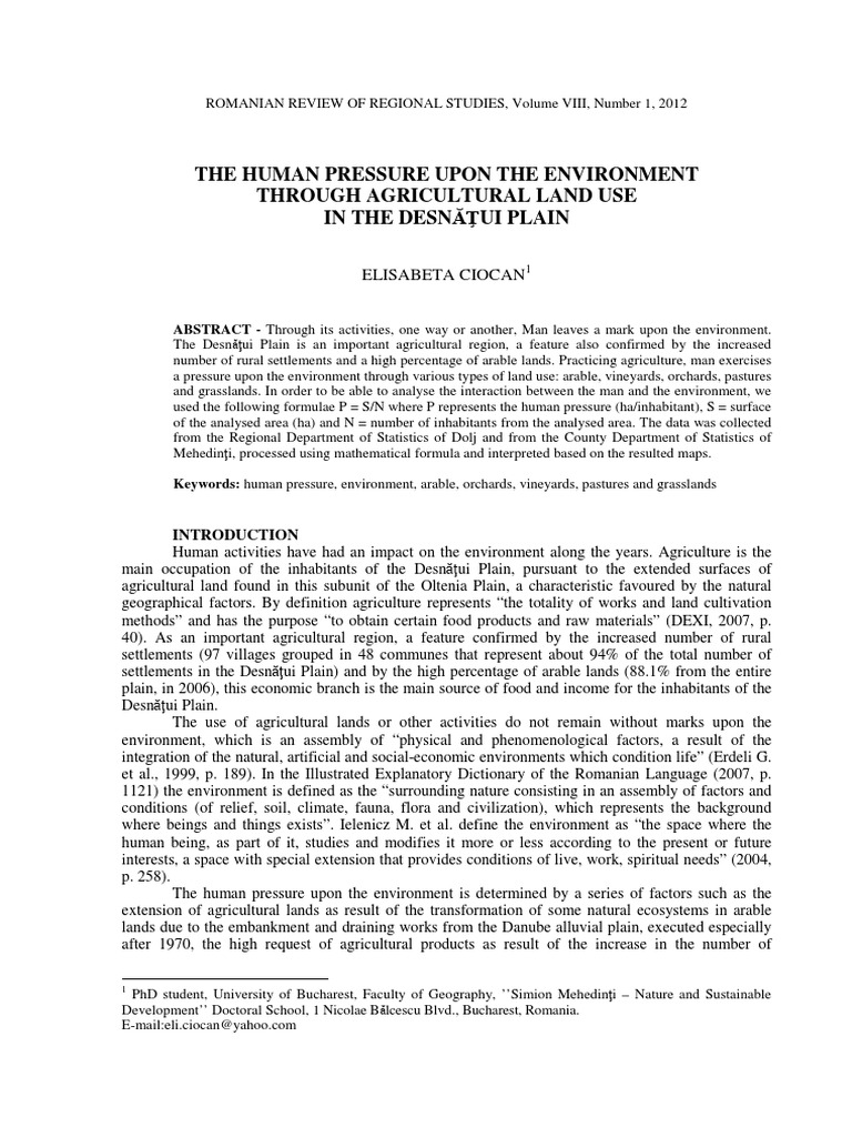 Human Pressure Upon Environment PDF | PDF | Agricultural Land | Natural ...