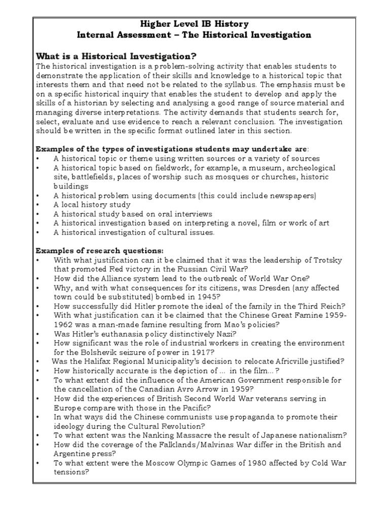 Historical Investigation: An In-Depth Analysis of the Scope ...