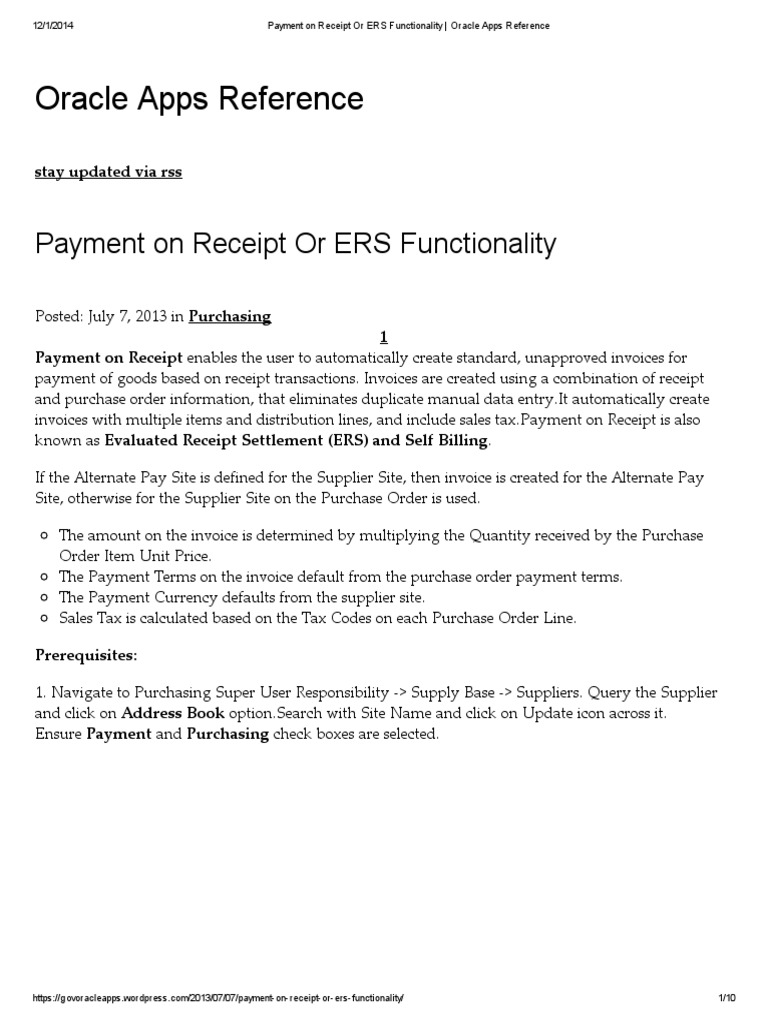 Oracle ERS Payment Setup Guide | PDF | Invoice | Receipt