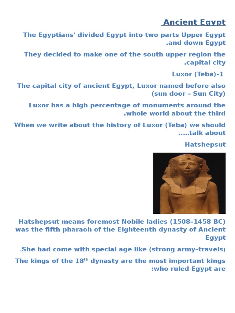 Ancient Egypt: Luxor and Key Pharaohs | PDF | History