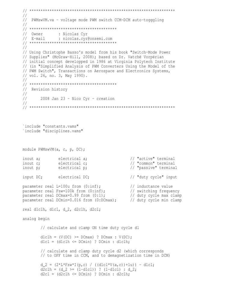 Verilog PWM Switch Models | PDF | Electronic Circuits | Electricity