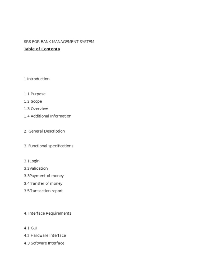 Srs For Bank Management System | PDF | Graphical User Interfaces ...