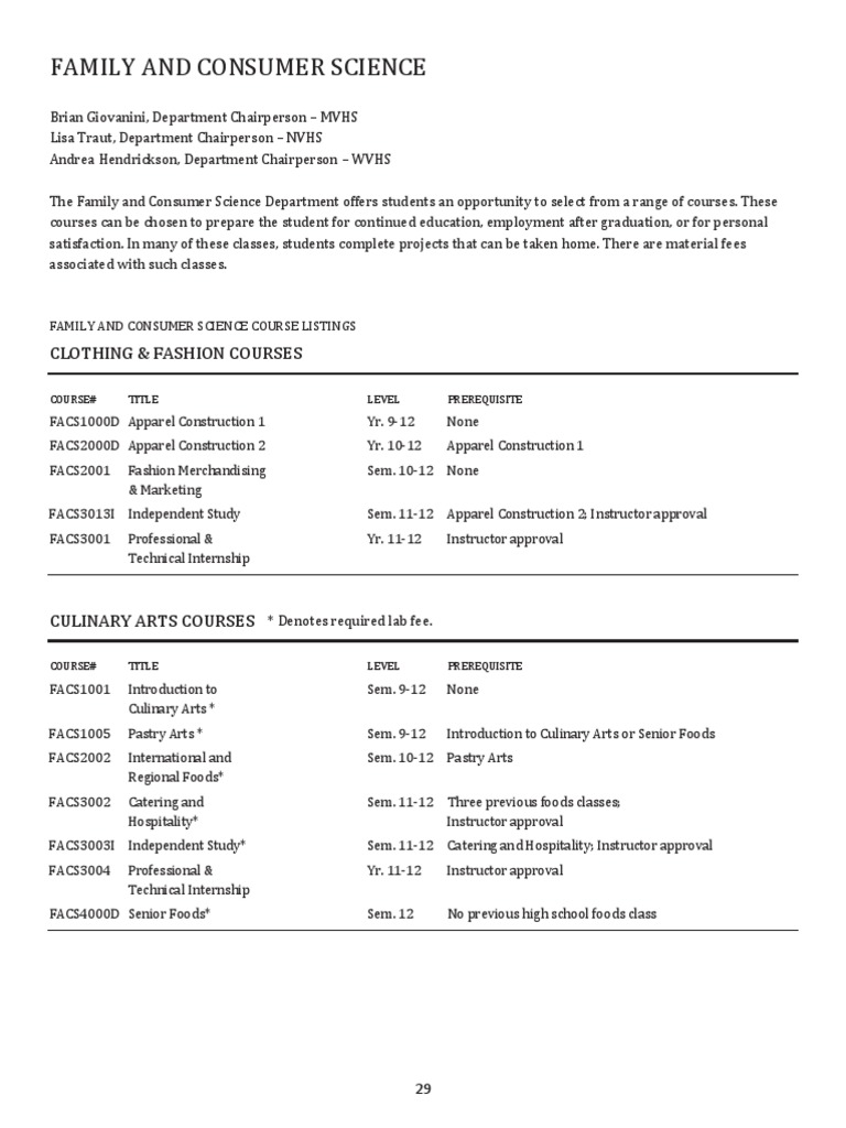 Family and Consumer Science Courses Overview | PDF | Clothing | Fashion