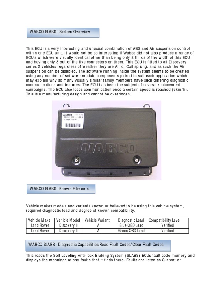 Wabco Slabs | PDF | Anti Lock Braking System | Voltage