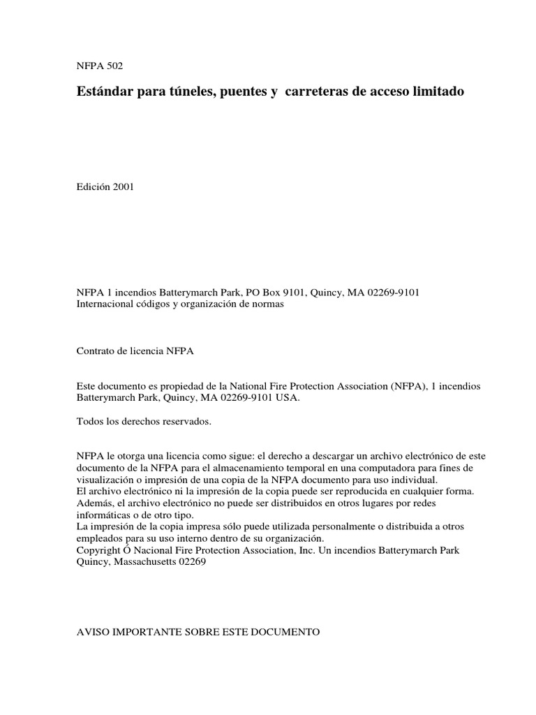 NFPA 502 Traducida | Descargar gratis PDF | La carretera | Adopción