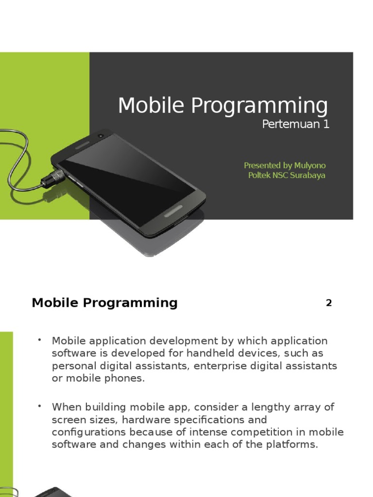 Mobile Programming | PDF | Mobile Device | Android (Operating System)