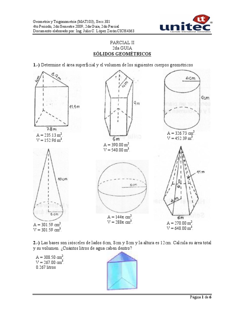 GUIA2 2doPARCIAL | PDF | Tetraedro | Objetos geométricos