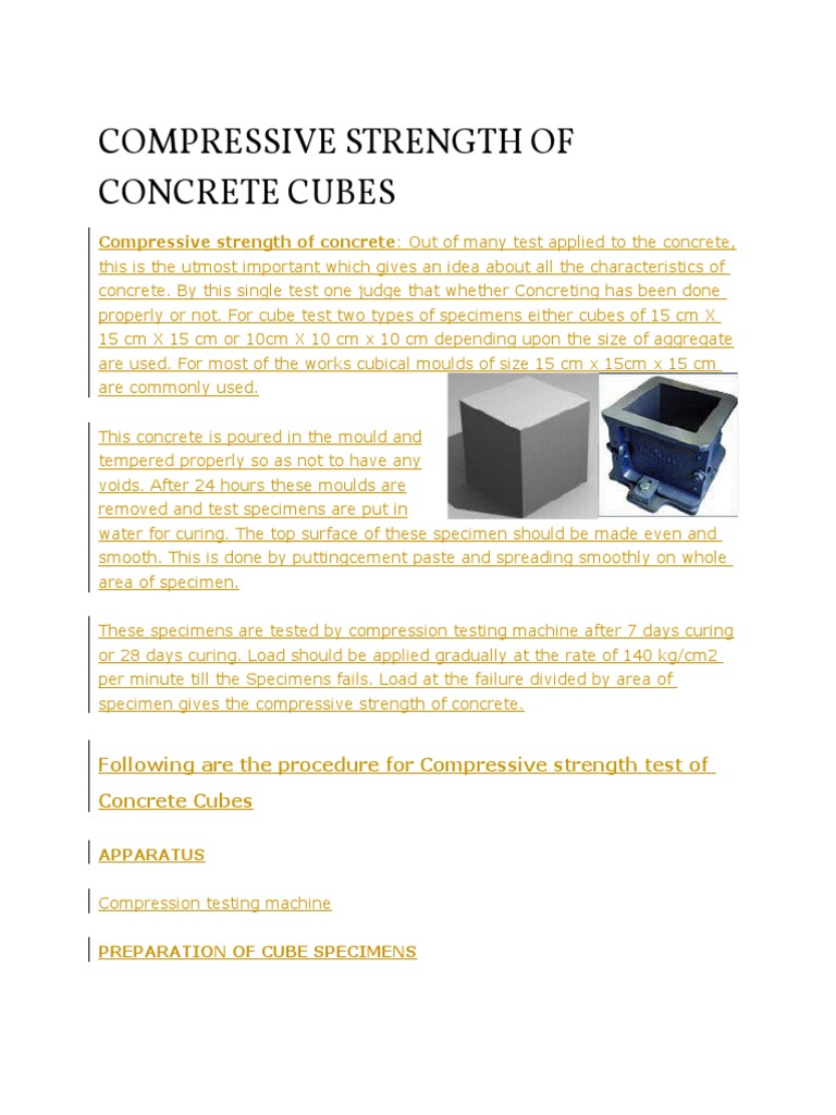 Compressive Strength of Concrete Cubes | Download Free PDF | Concrete ...