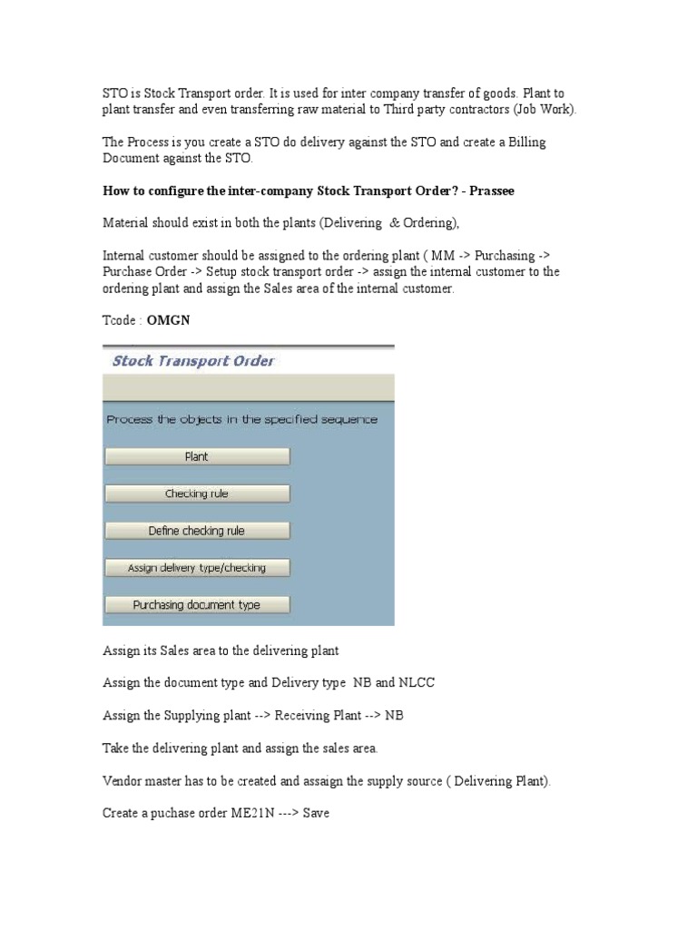 Stock Transport Order | PDF