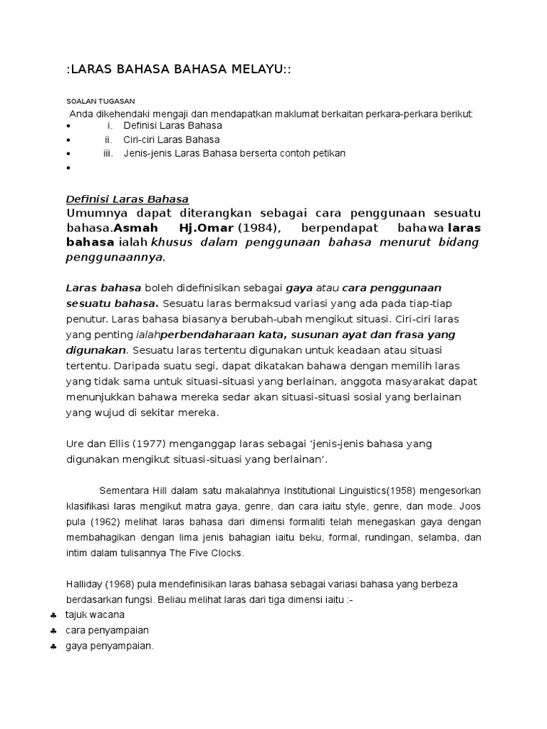 Laras Bahasa Bahasa Melayu | PDF