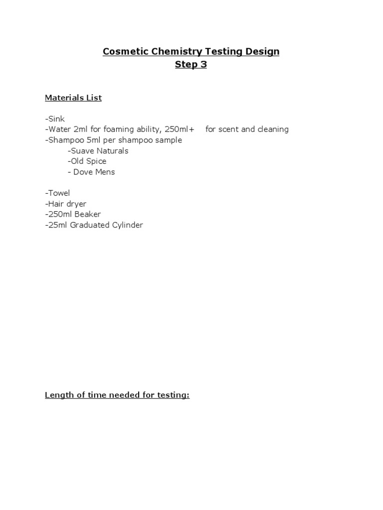 Cosmetic Chemistry Testing Materials Guide | PDF | Cooking, Food & Wine ...