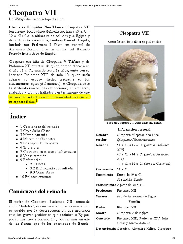 Cleopatra VII - Wikipedia, La Enciclopedia Libre | Cleopatra | Personas